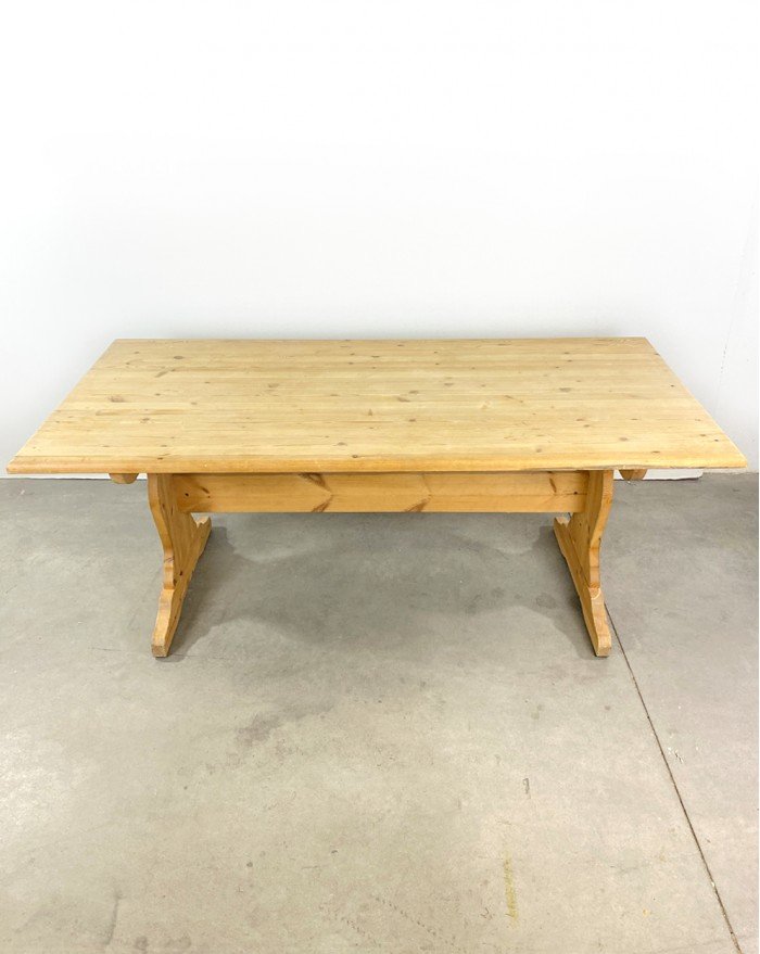 Large Swedish Pinewood Dining Table, 1980s for sale at Pamono