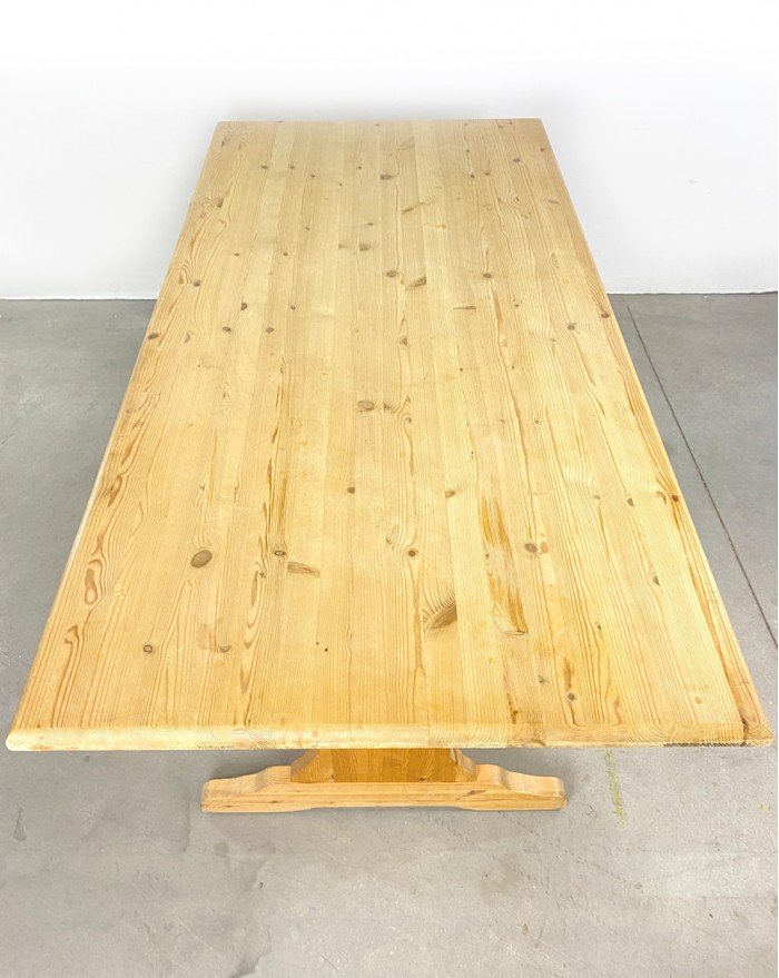 Large Swedish Pinewood Dining Table, 1980s for sale at Pamono