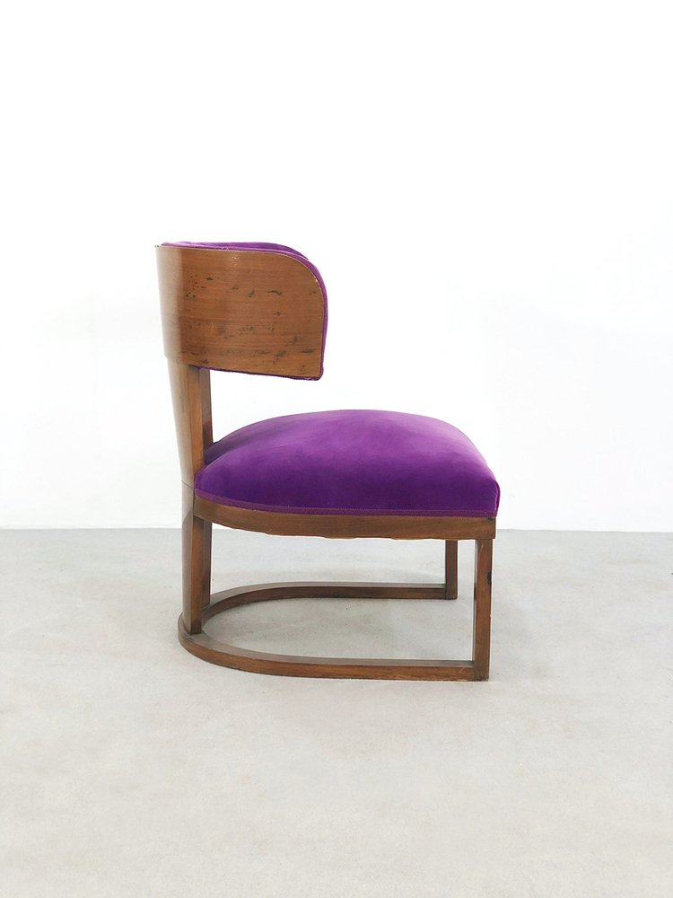 Art Deco Italian Purple Velvet Armchair by Ernesto Lapadula for sale at ...