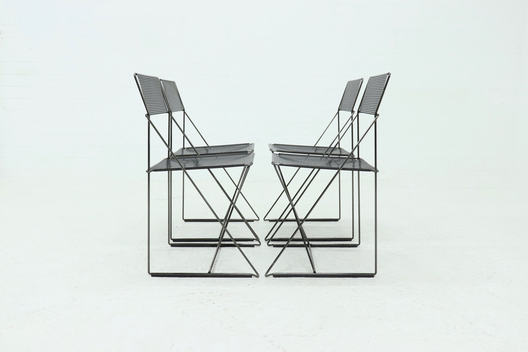 Nuova X-Line Chairs by Niels Jørgen Haugesen for Hybodan, 1970s, Set of ...
