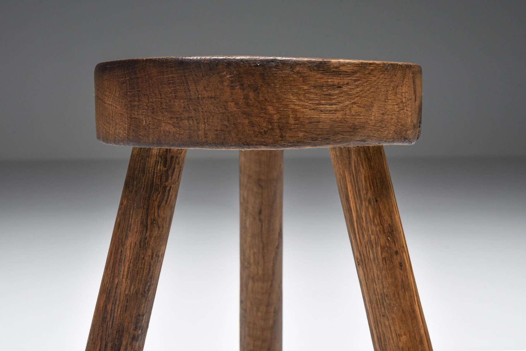 Mid-Century Rustic Three Legged Stools, 1940s, Set of 4 for sale at Pamono