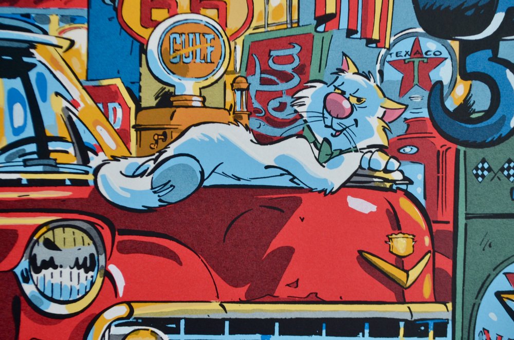 Stéphan Colman, Billy the Cat, 1998, Silkscreen for sale at Pamono