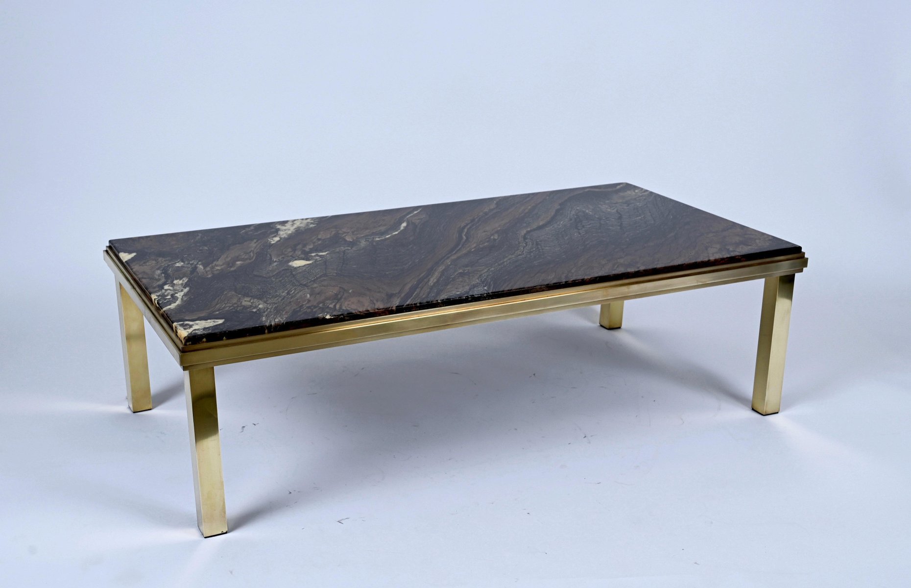 Mid-Century Italian Quartzite Marble & Brass Coffee Table, 1970s for ...