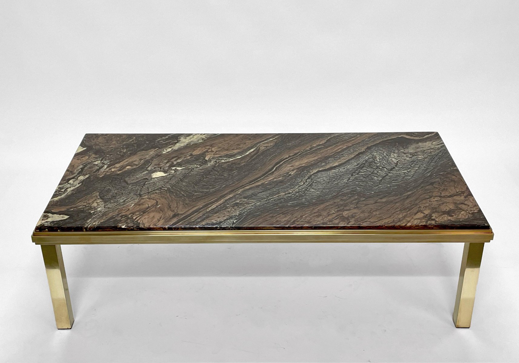 Mid-Century Italian Quartzite Marble & Brass Coffee Table, 1970s for ...