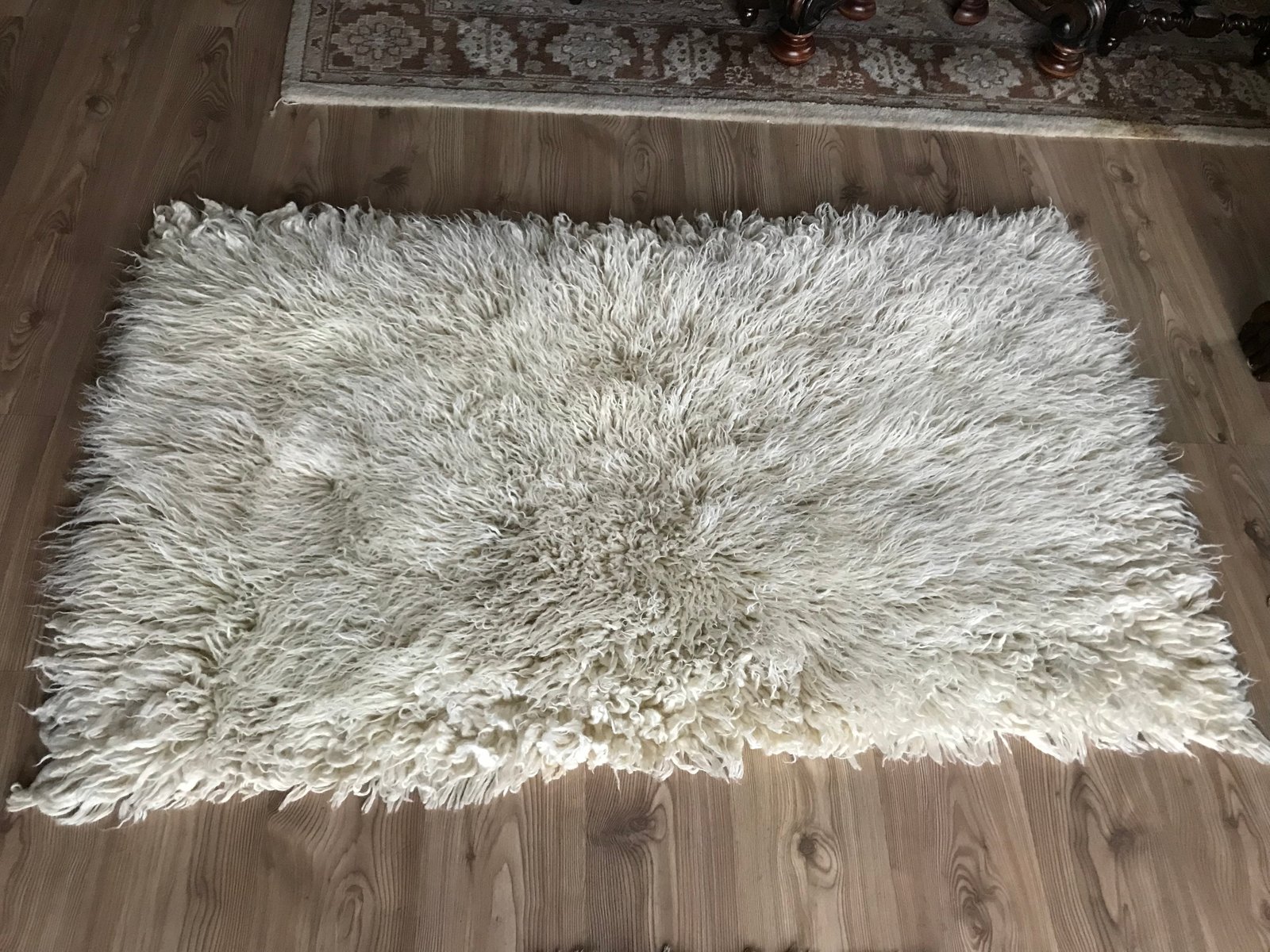 Thick Ecru Wool Rug, 1970s for sale at Pamono