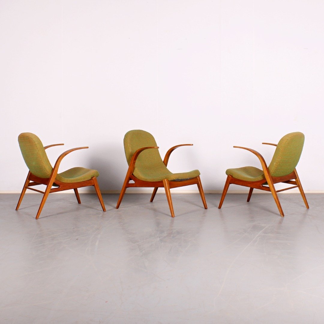 Grüne Mid-Century Sessel, 3er Set bei Pamono kaufen
