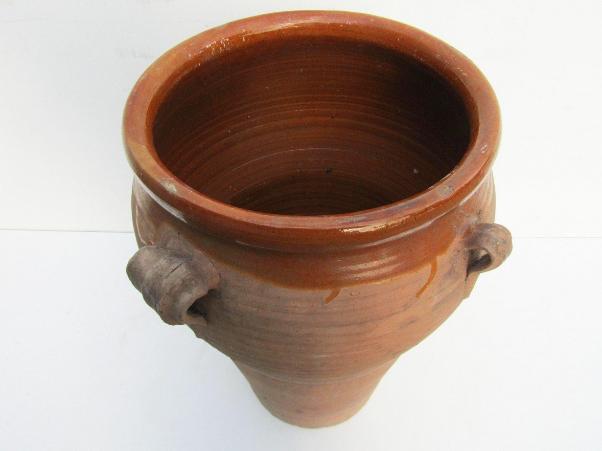 Vintage French Terracotta Earthenware Storage Pot, 1950s for sale at Pamono