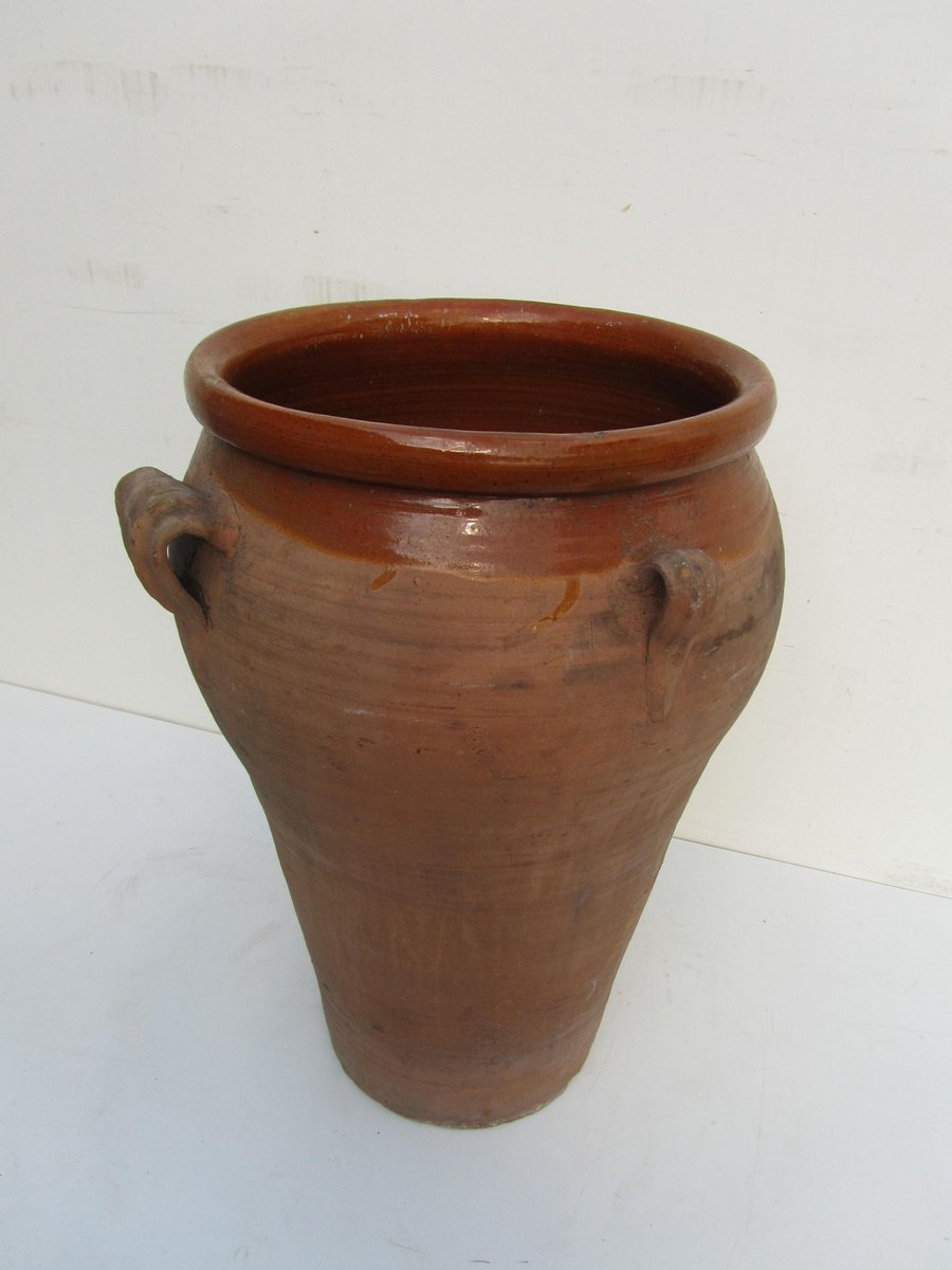 Vintage French Terracotta Earthenware Storage Pot, 1950s for sale at Pamono