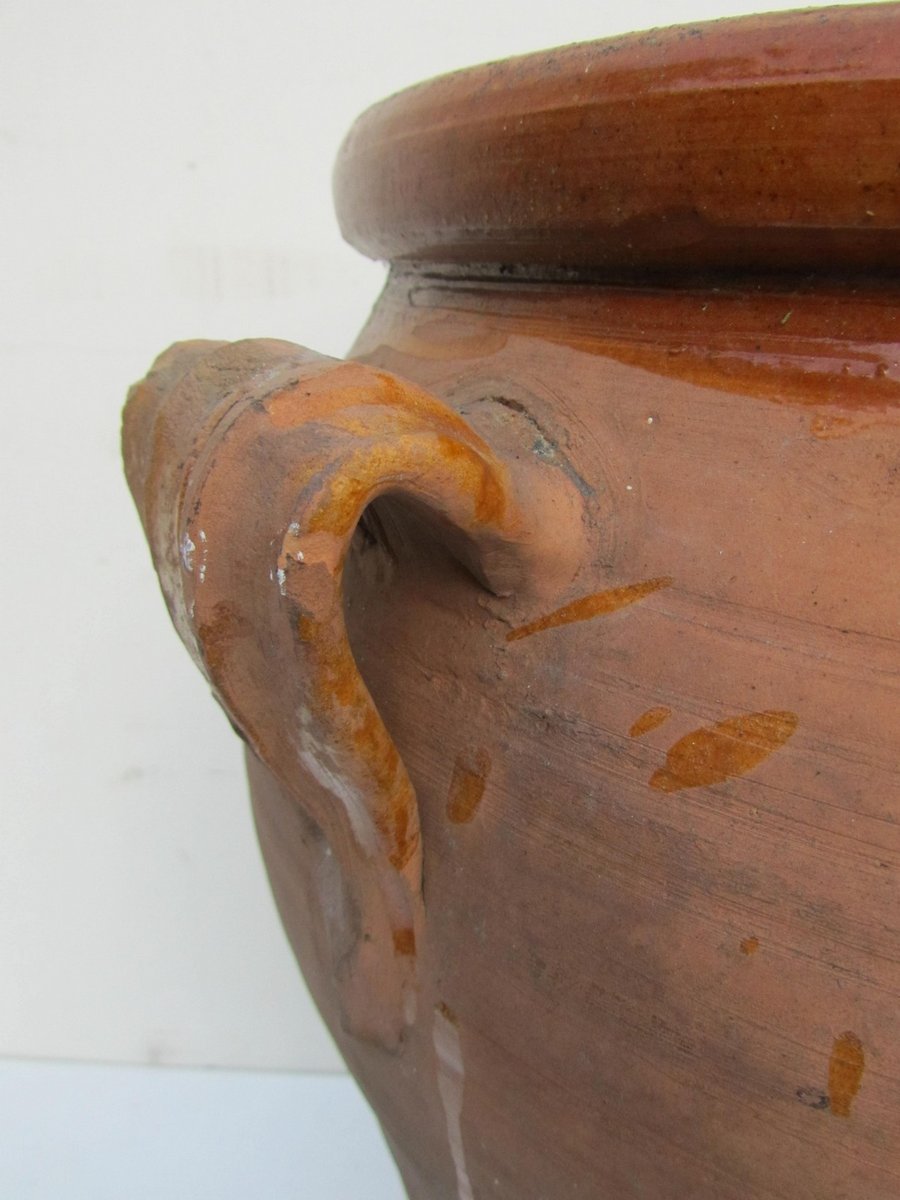 Vintage French Terracotta Earthenware Storage Pot, 1950s for sale at Pamono