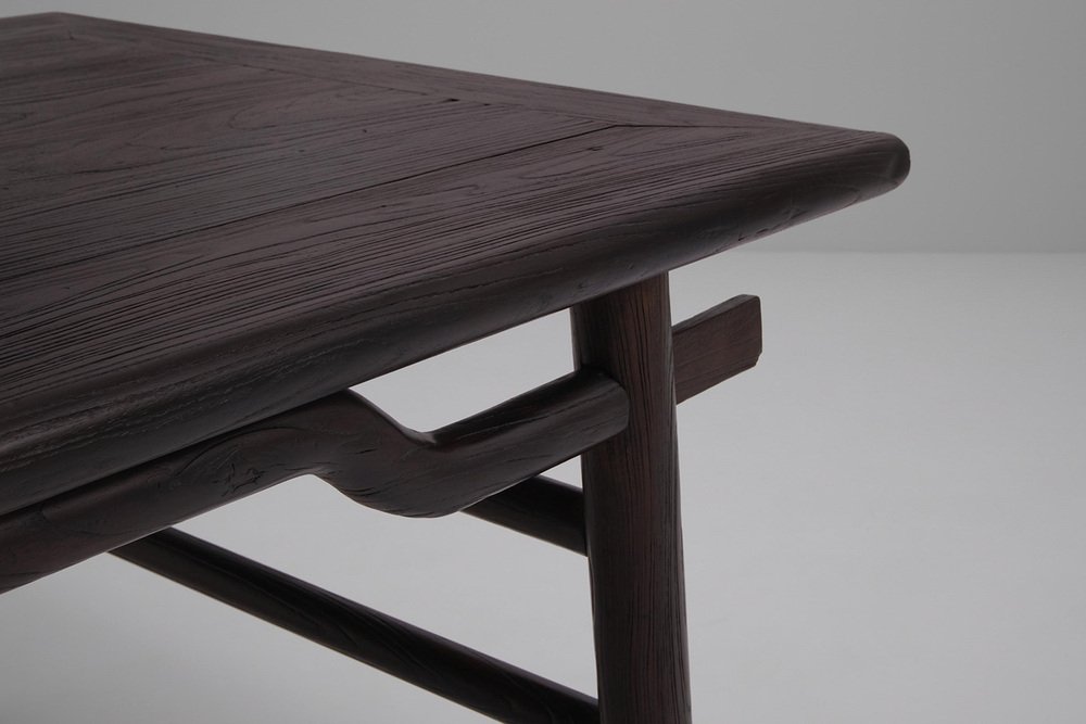 Sculptural Stained Ash Wooden Dining Table for sale at Pamono