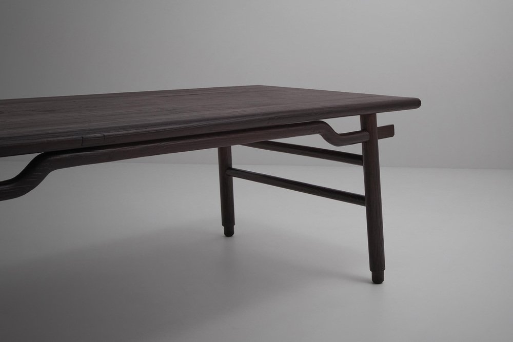 Sculptural Stained Ash Wooden Dining Table for sale at Pamono