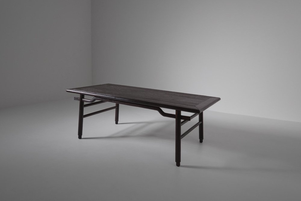 Sculptural Stained Ash Wooden Dining Table for sale at Pamono