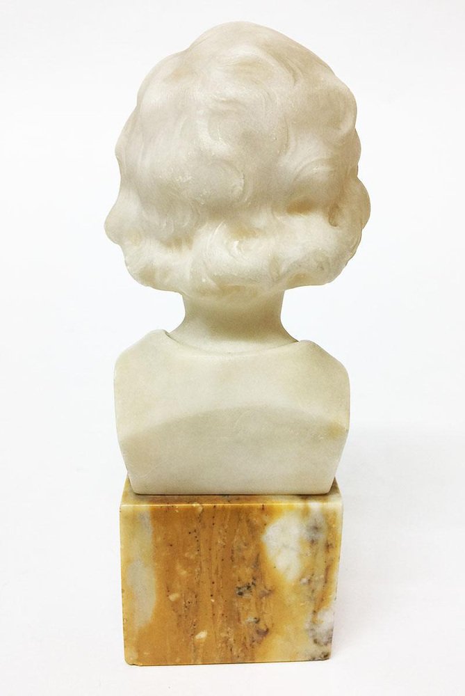 Small Alabaster Bust on Marble Base by Daniel Greiner, Germany, 1900 ...