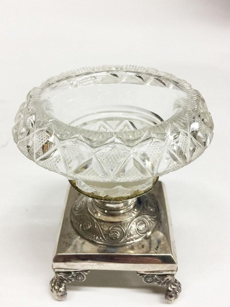 Silber & Kristall Servierset mit 2 kleinen Süßigkeiten Schalen und 2 ...