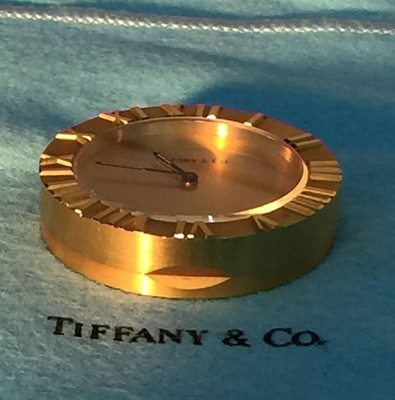 Small Vintage Atlas Desk Clock from Tiffany & Co. for sale at Pamono