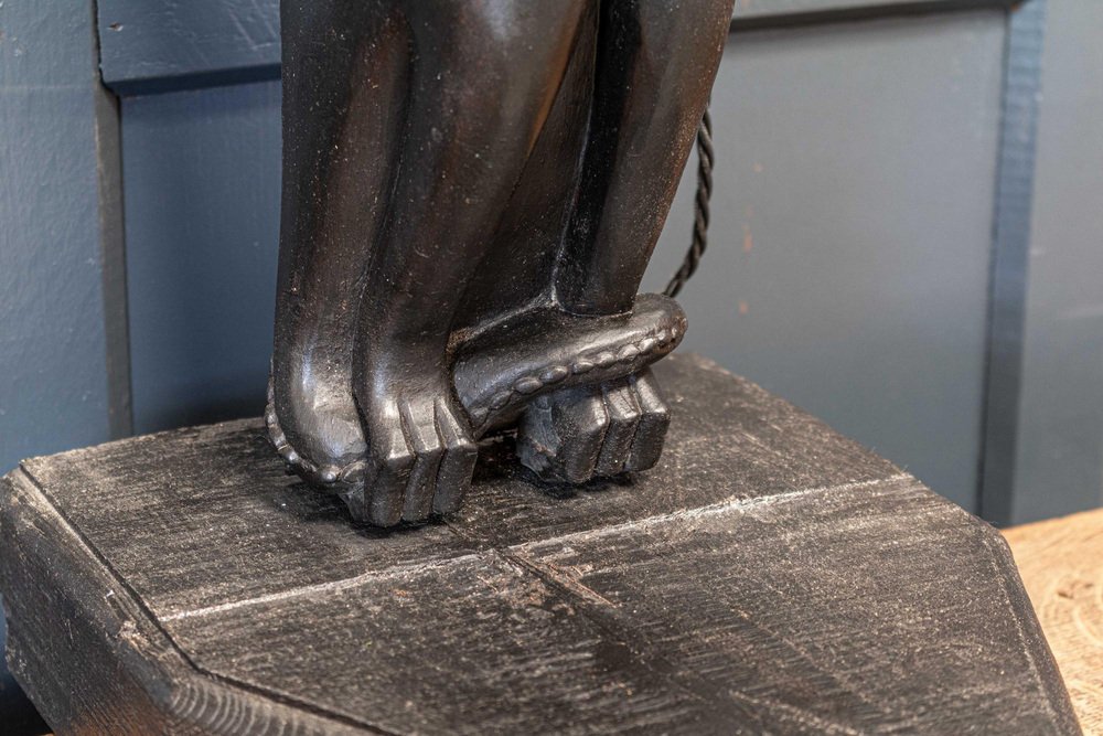 Ebonised Carved Winged Serpent Gargoyle Table Lamp, 19th Century for ...