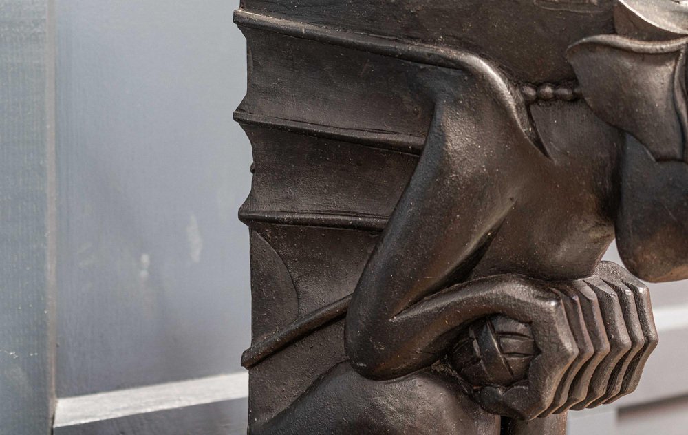 Ebonised Carved Winged Serpent Gargoyle Table Lamp, 19th Century for ...