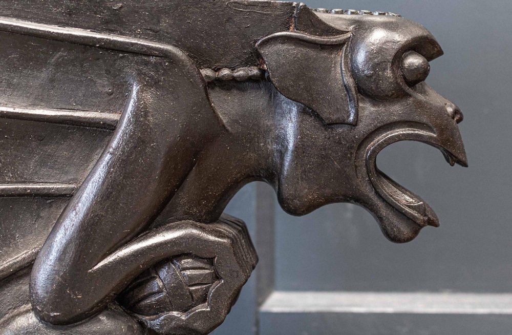 Ebonised Carved Winged Serpent Gargoyle Table Lamp, 19th Century for ...