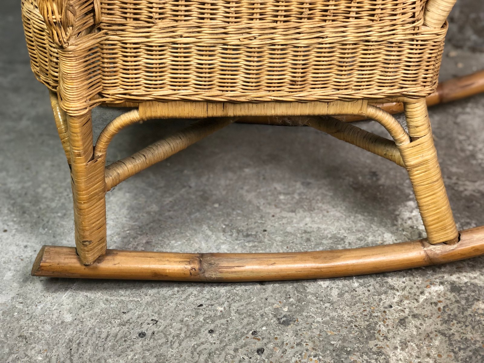 Rattan & Bamboo Rocking Chair, 1980 for sale at Pamono