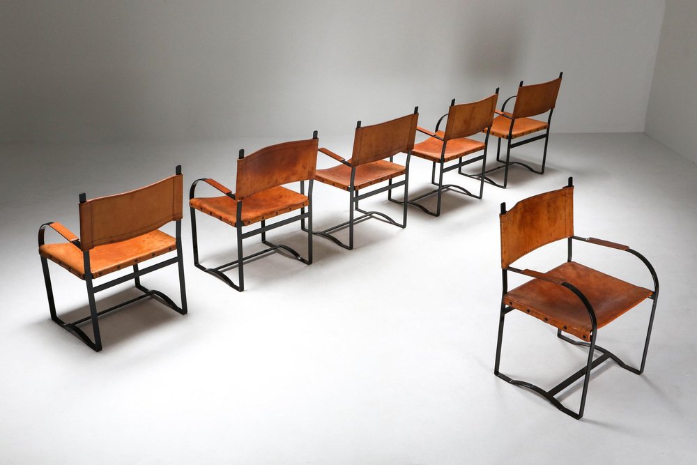 Rustic Modern Cognac Leather Chair for sale at Pamono