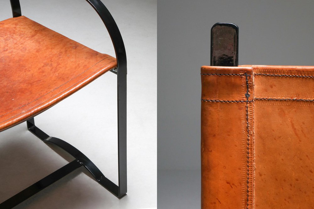 Rustic Modern Cognac Leather Chair for sale at Pamono