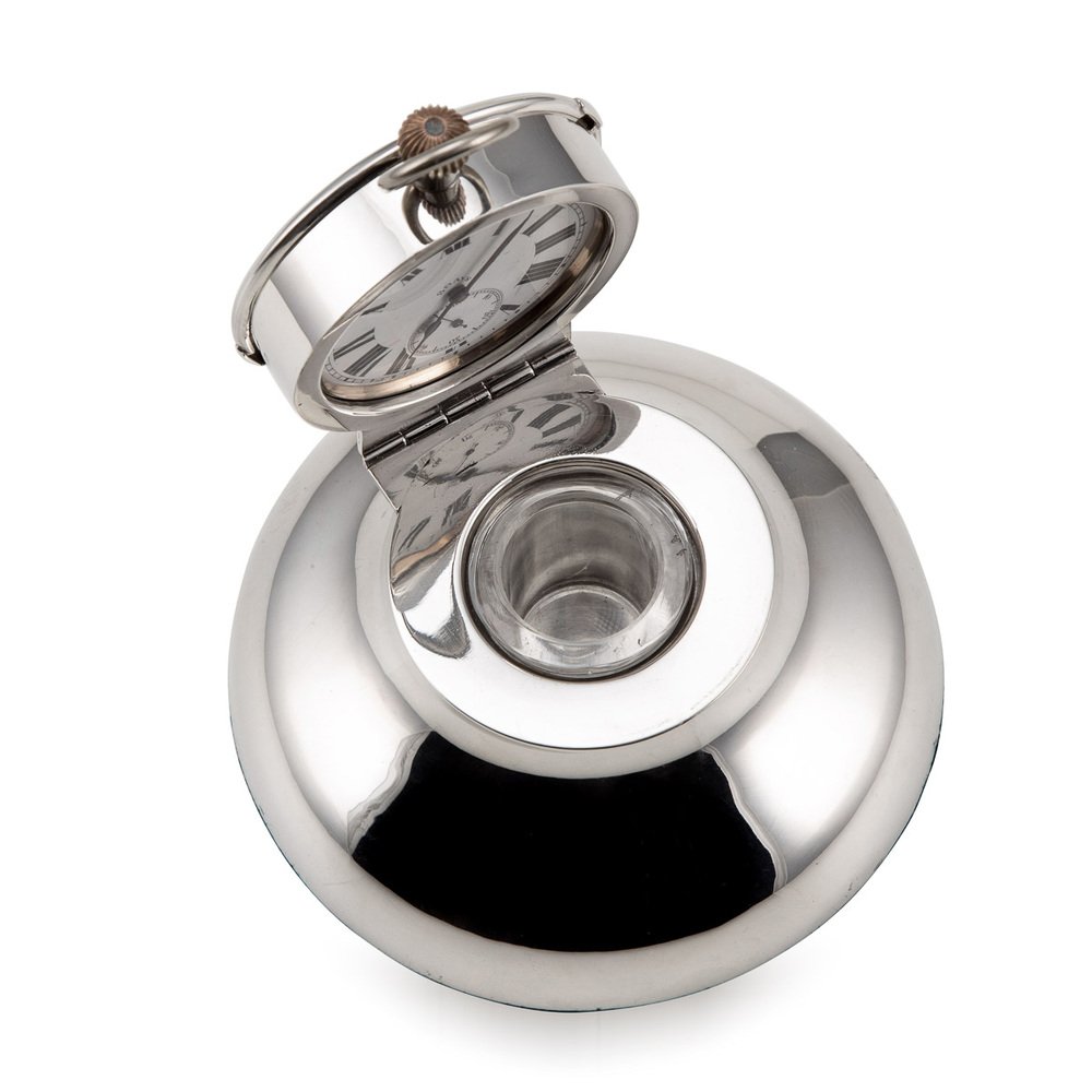 20th Century Edwardian Solid Silver & Glass Inkwell With Clock, Chester ...