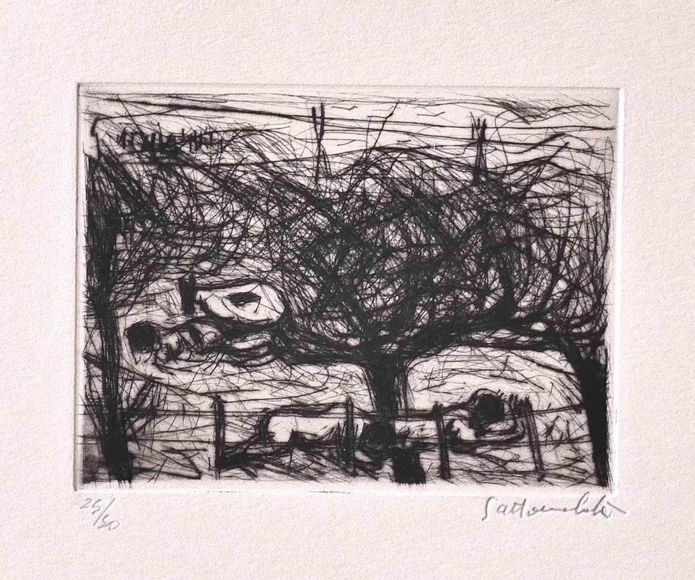 Nazareno Gattamenata, Landscape, Original Etching, 1970s for sale at Pamono