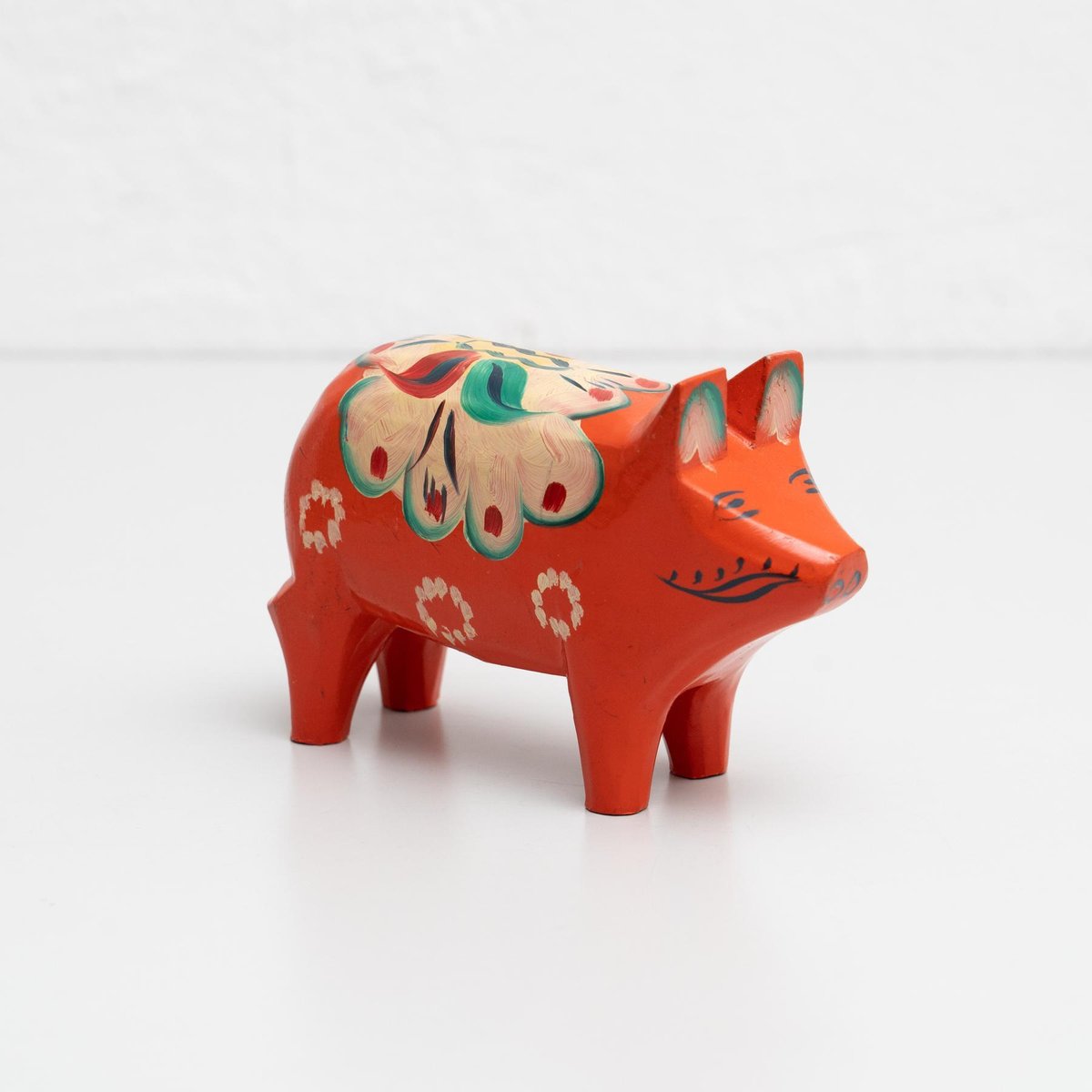 Swedish Folk Wooden Dala Pig Figurine, 1960 for sale at Pamono