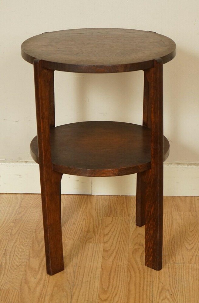 Small Antique Circular Side Table in Oak for sale at Pamono