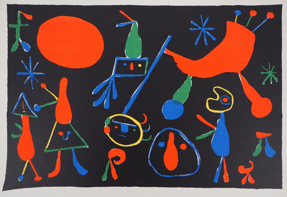 After Joan Miro, People in the Stars, 1949, Lithograph for sale at Pamono