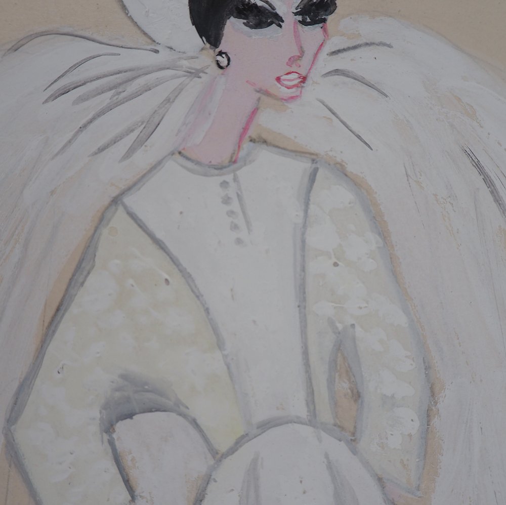 Serge Pons: Brautkleid, Original Aquarell bei Pamono kaufen