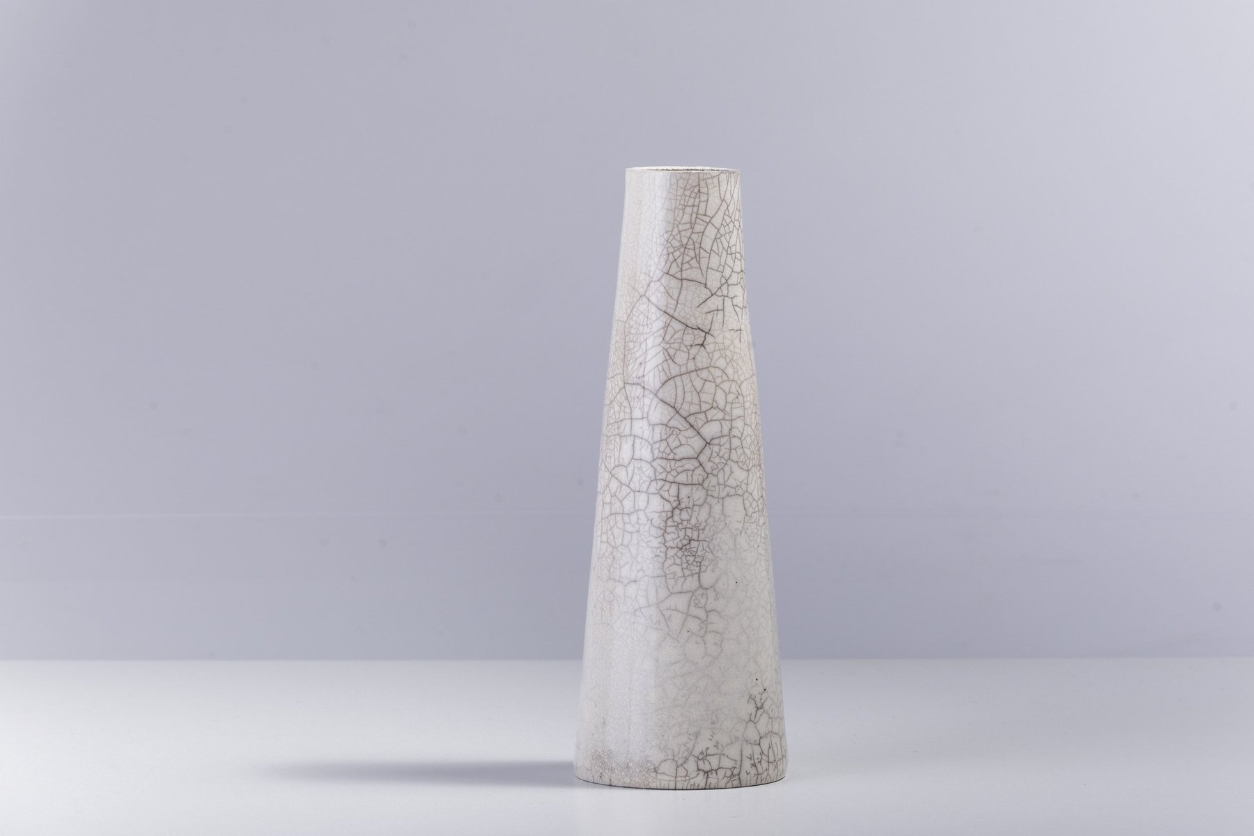 Japanese Modern Minimalist White Crackle Raku Vase from Laab Milano for ...