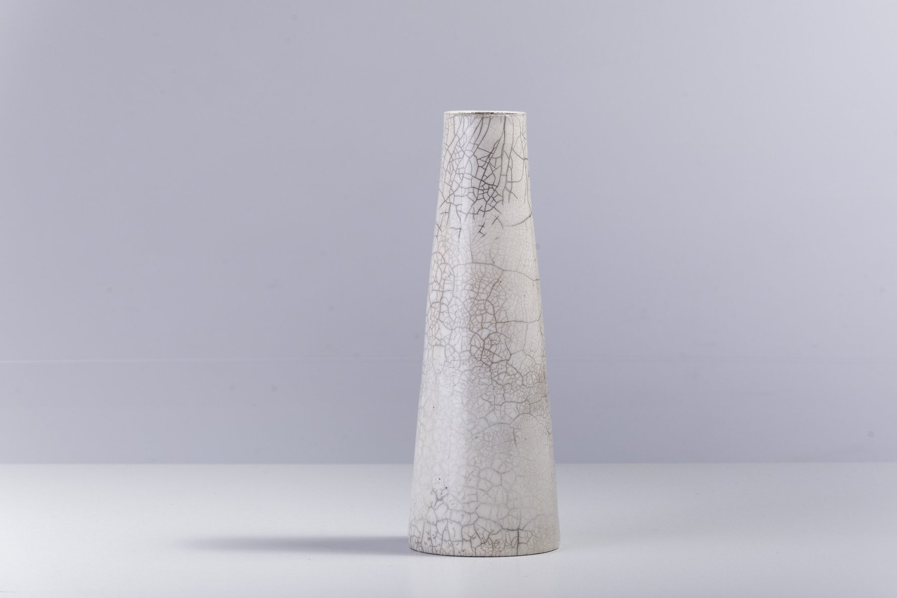Japanese Modern Minimalist White Crackle Raku Vase from Laab Milano for ...