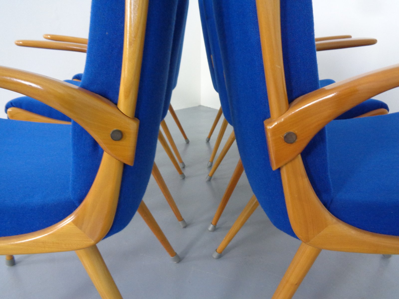 Mid-Century German Boomerang Armchairs in Cherrywood, Set of 6 for sale ...