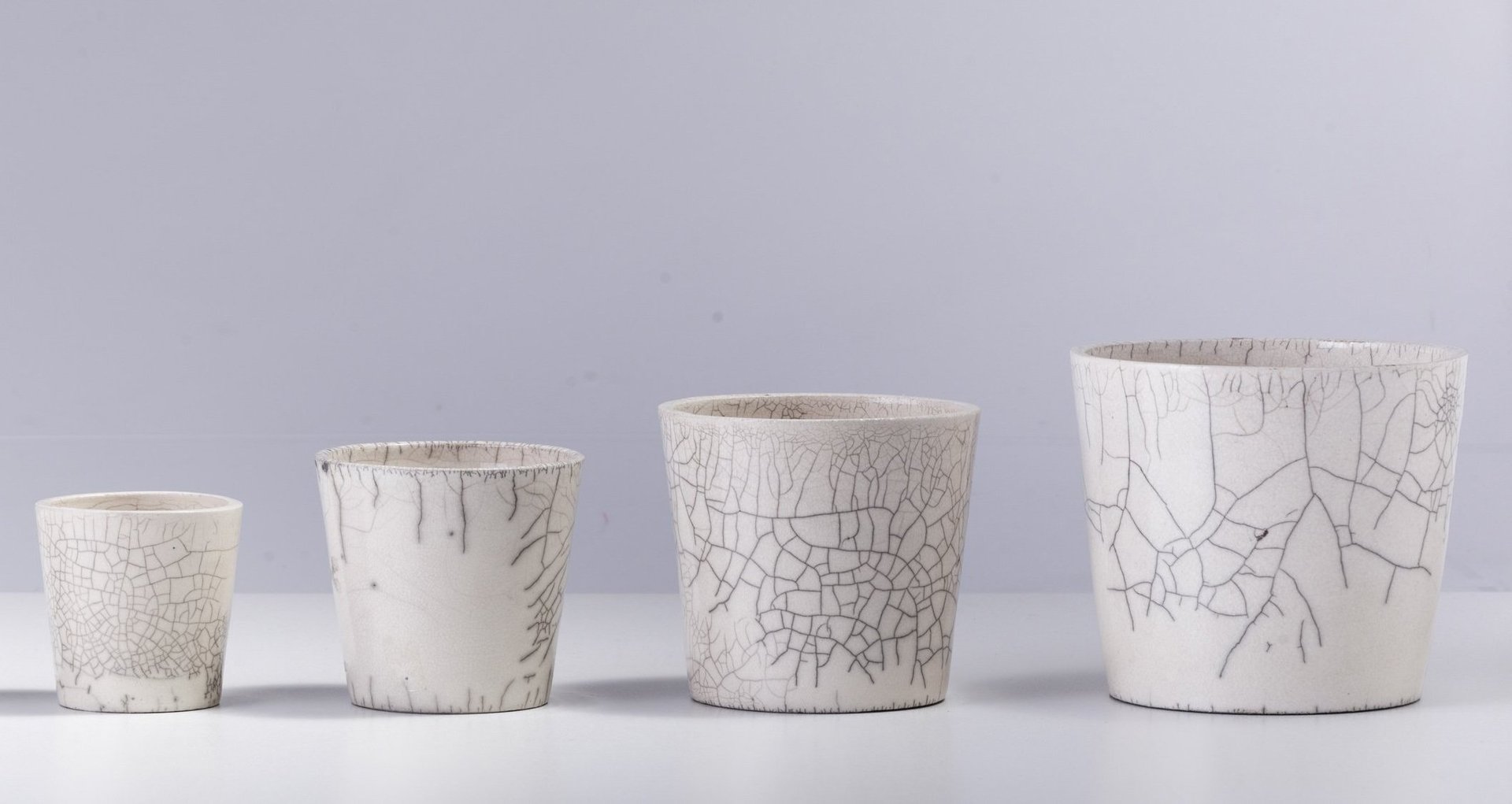 Japanese Minimalist White Crackle Raku Ceramics Bowls, Set of 4 for ...