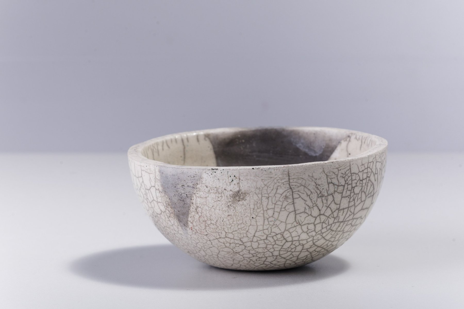 Japanese Minimalist White Crackle Raku Ceramic Bowl from Laab Milano ...