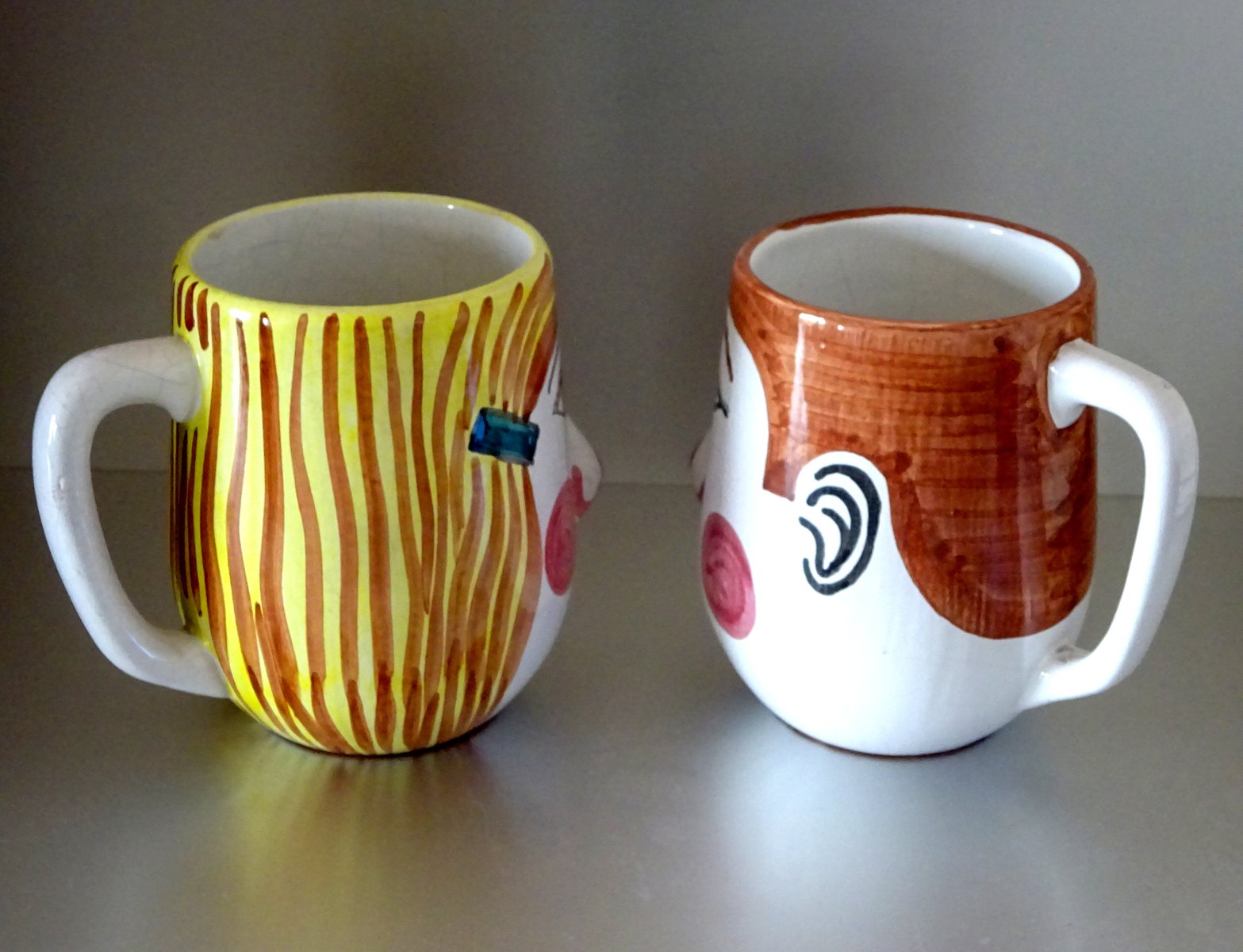Ceramic Man & Woman Mugs, 1960s, Set of 2 for sale at Pamono