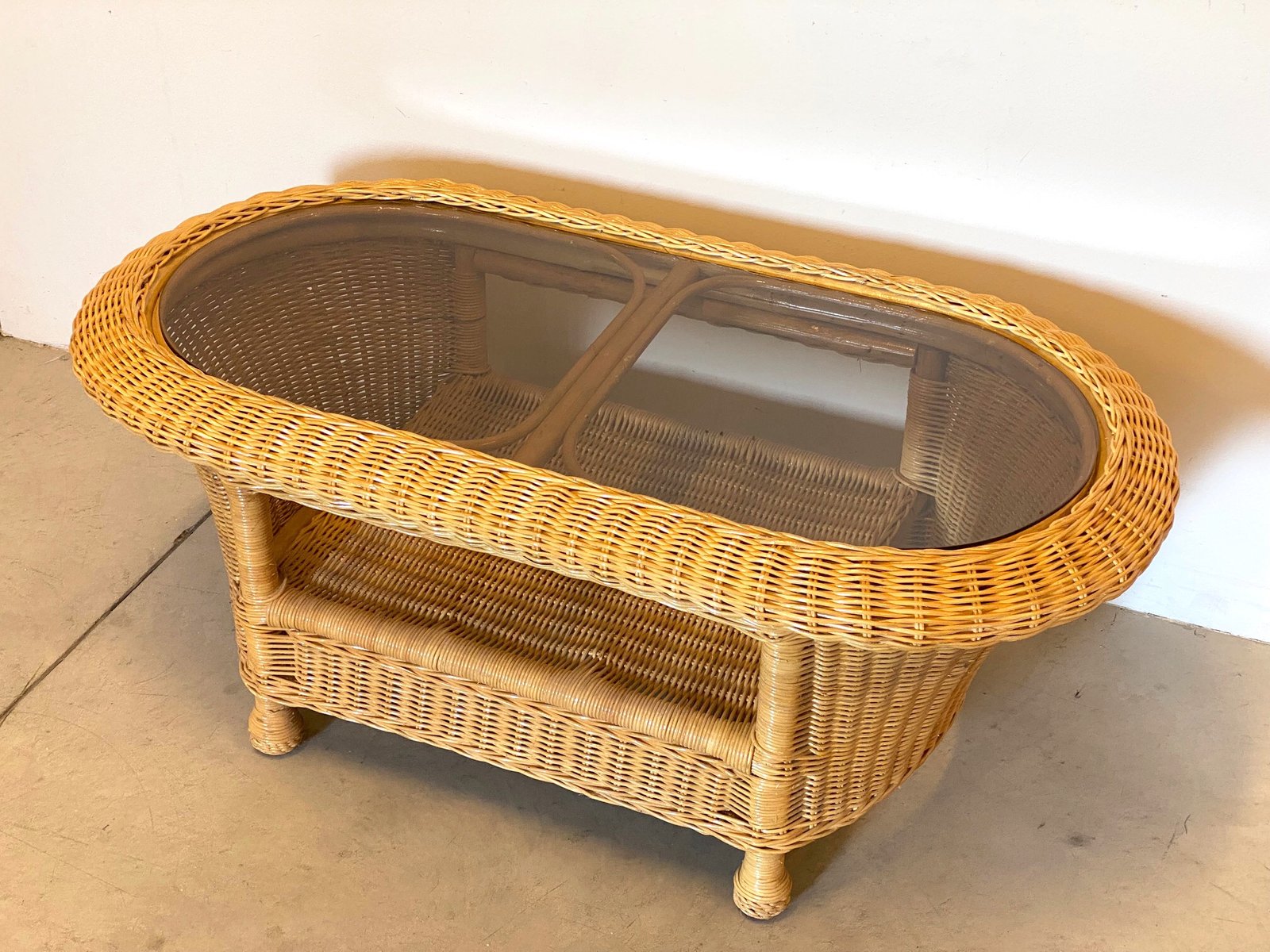 Wicker Coffee Table, 1980s for sale at Pamono