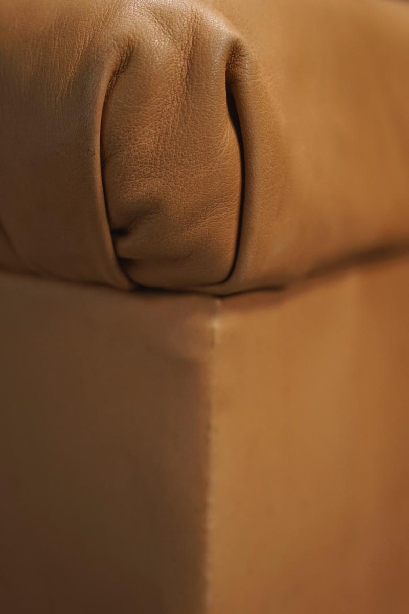 Vintage Dutch Leather Pouf, 1940s for sale at Pamono