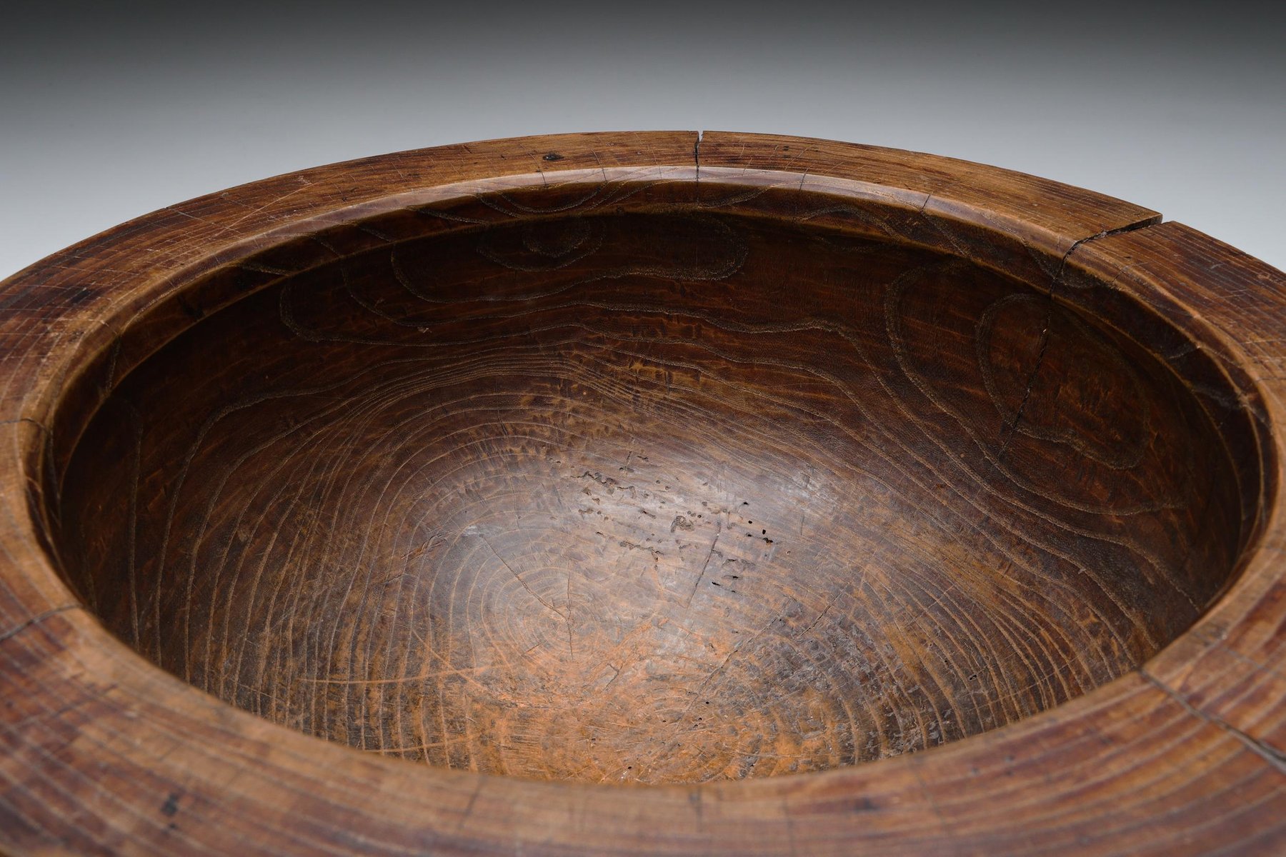 Large Japanese Rustic Wooden Mortar and Pestle, 1920s for sale at Pamono