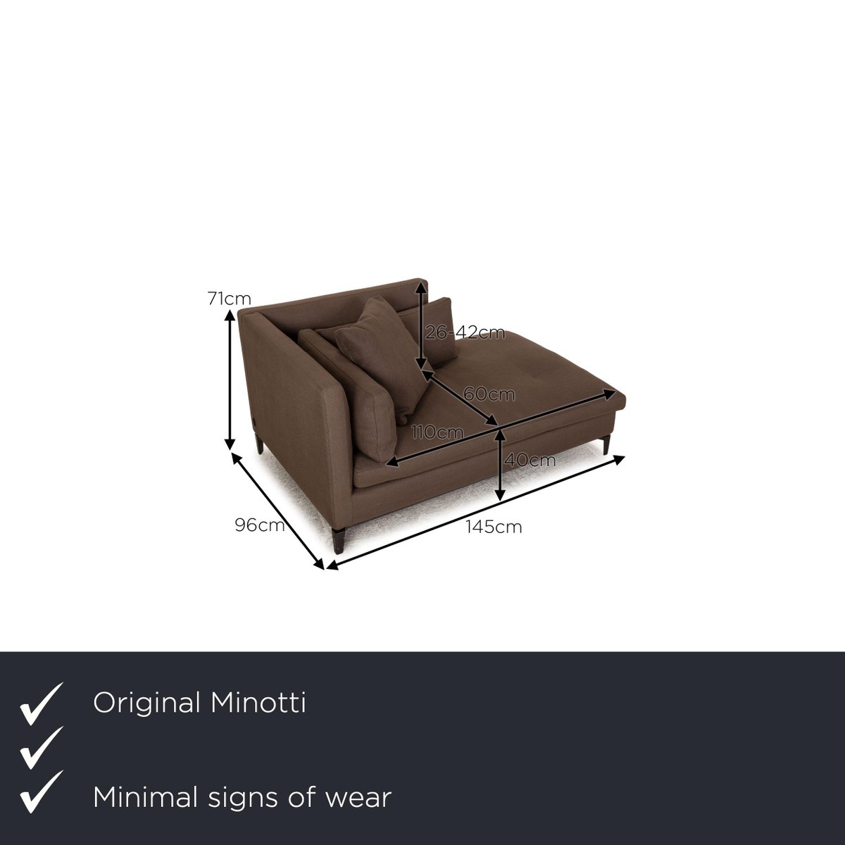 Brown Fabric Lounger Couch Daybed from Minotti Andersen for sale at Pamono