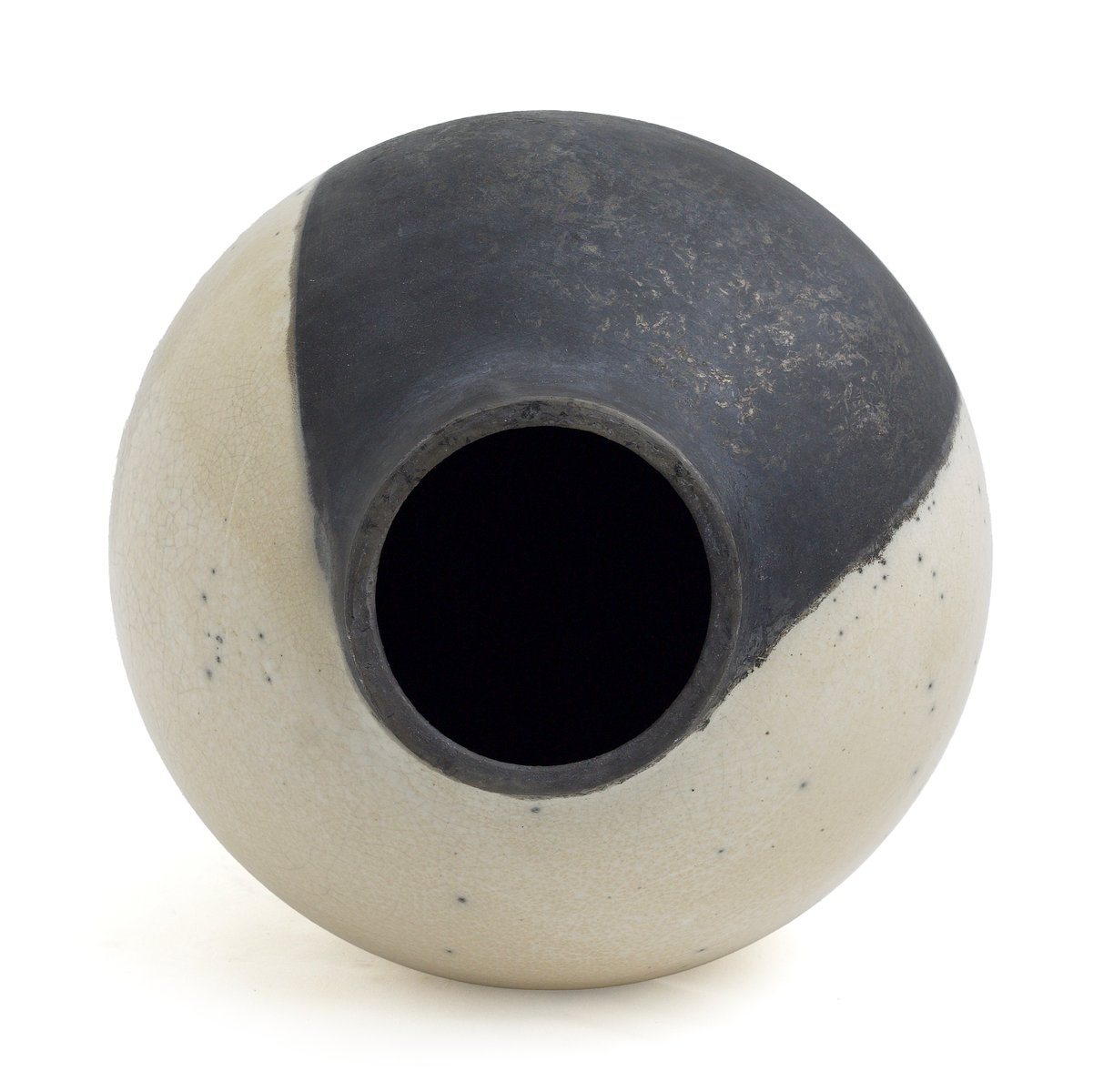 Japanese Modern Minimalist White & Black Raku Ceramic Vase for sale at ...