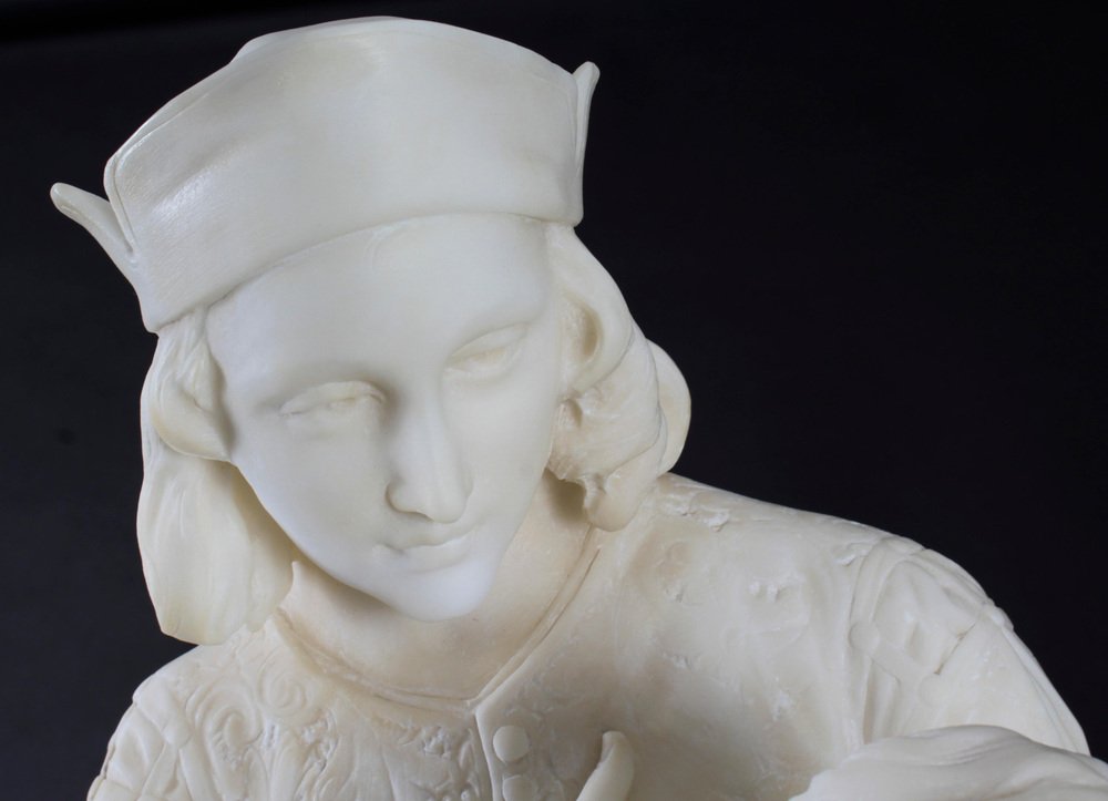 P. Emilio Fiaschi, The Artist's Muse, 19th Century, Large Alabaster ...