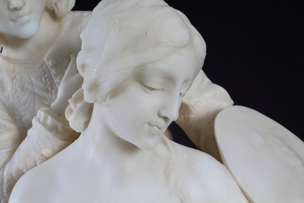 P. Emilio Fiaschi, The Artist's Muse, 19th Century, Large Alabaster ...