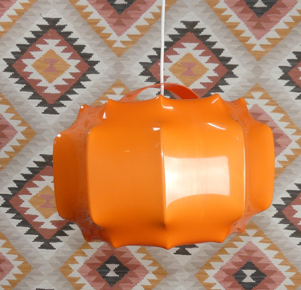 Hanging Ceiling Lamp in Orange Plastic from Ilka Plast, 1970s for sale ...