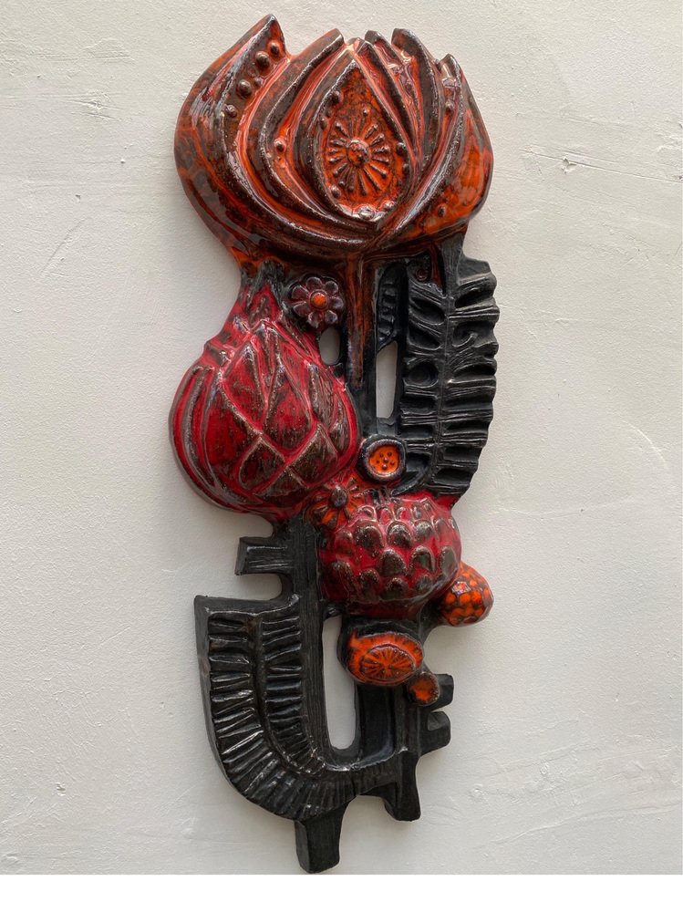 Keramik Blumen Wandskulptur von Paul Vermeire für Perignem, Belgien ...