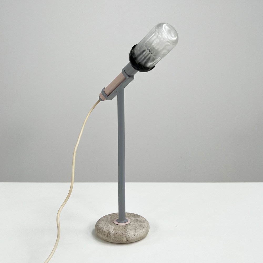 Pinke Tischlampe aus Metall & Granit, 1980er bei Pamono kaufen
