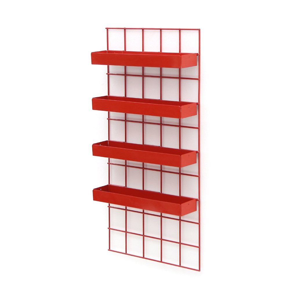Wood and Red Portarobe Bookcase by Piero Polato for Robots, 1970s for sale at Pamono