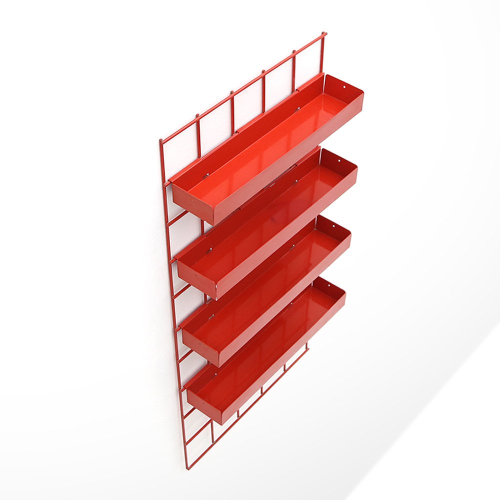 Bibliothèque Portarobe en Bois et Rouge par Piero Polato pour Robots, 1970s en vente sur Pamono