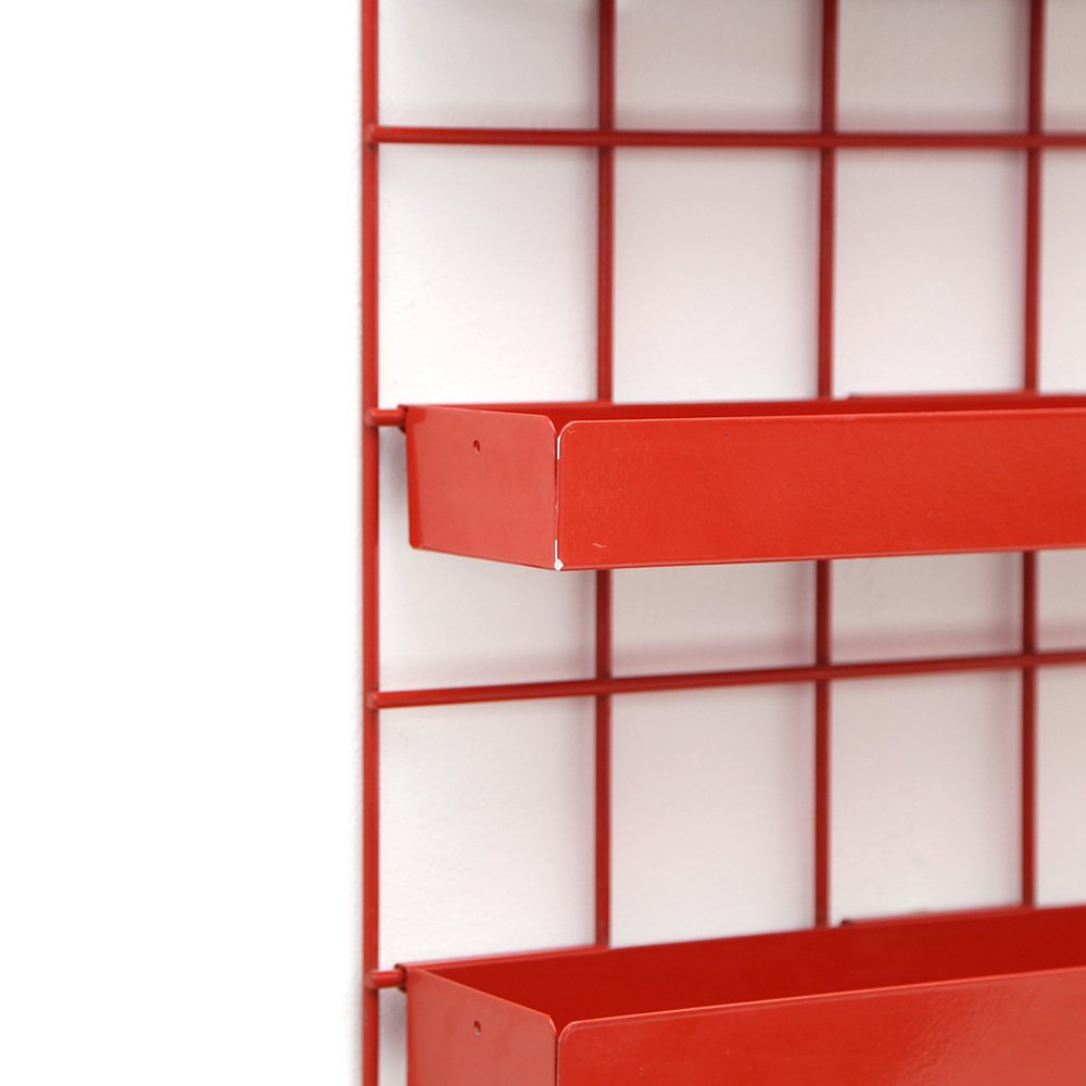 Wood and Red Portarobe Bookcase by Piero Polato for Robots, 1970s for sale at Pamono